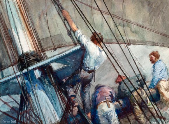 Bonhams : Gordon H. Grant (American, 1875-1962) Taking in the sail 17-1 ...