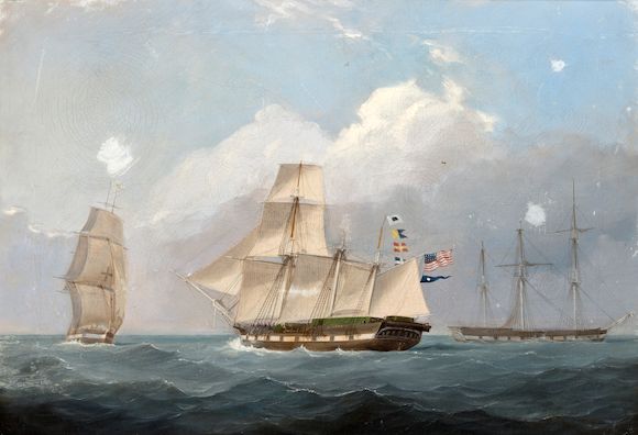 Bonhams : Anonymous The American packet ship Spring 18 x 26 in. (45.7 x ...