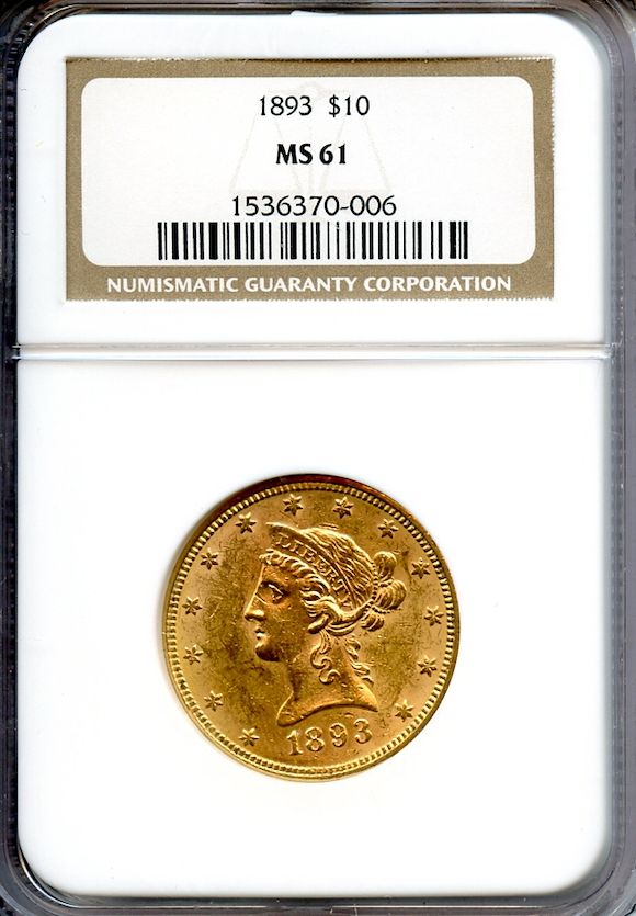 Bonhams : 1893 10 MS61 NGC
