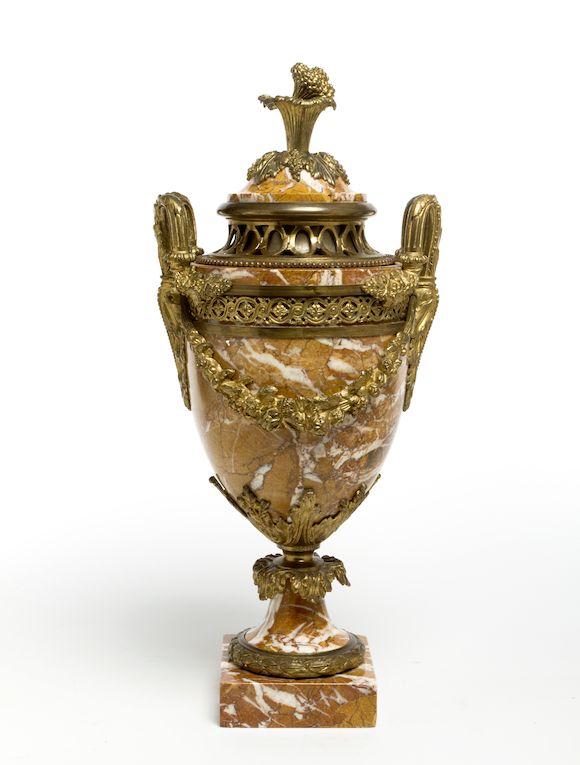 Bonhams : A French Neoclassical style gilt bronze mounted white-veined ...