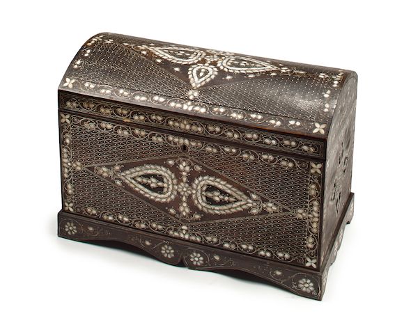 Bonhams : A Syrian mother-of-pearl-inlaid domed coffer
