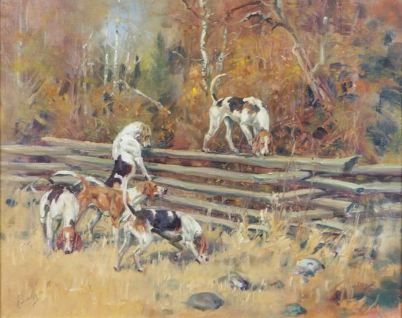 Bonhams : Michael Lyne (British, 1912-1989) On the scent 16 x 20in