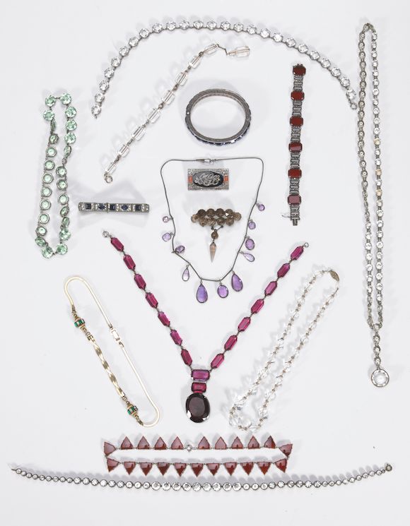 Bonhams : A collection of paste, gem-set, hardstone, silver and costume ...