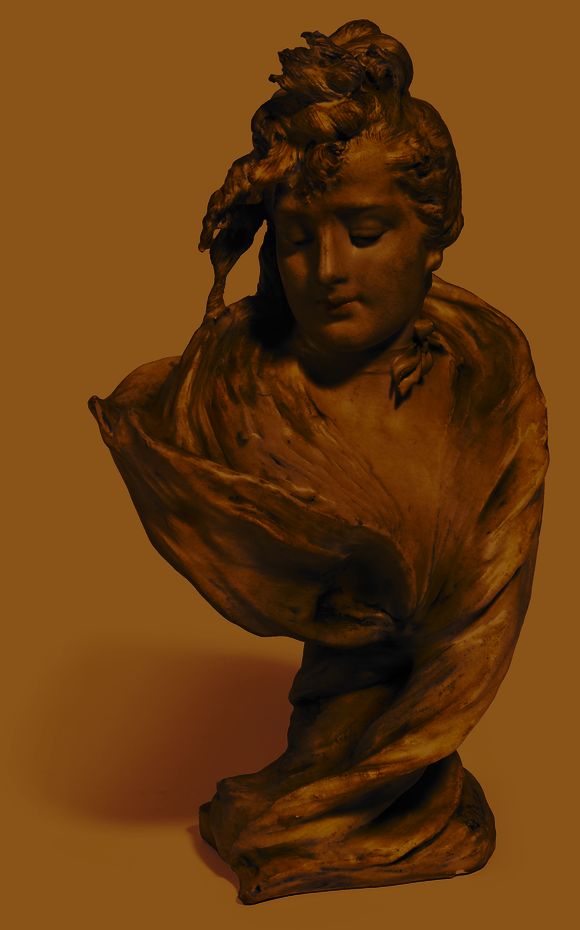 Bonhams : An Amphora glazed earthenware bust of an Art Nouveau maiden ...
