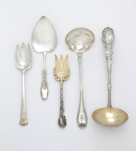 Bonhams : Five American sterling silver serving utensils late 19th ...