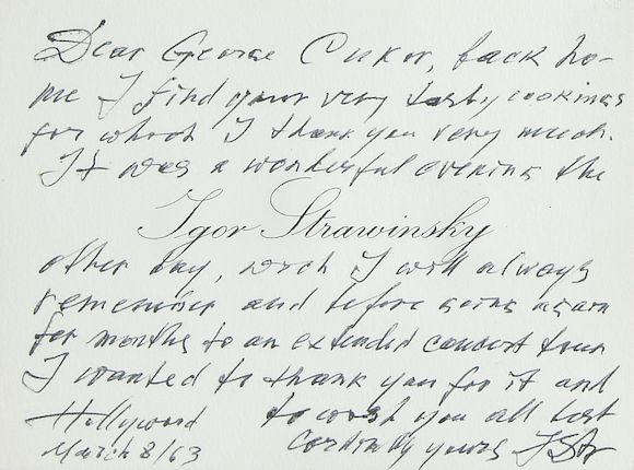 Bonhams : STRAVINSKY, IGOR. 1882-1971.