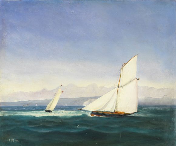 Bonhams : (n/a) Anonymous, circa 1911 British cutters racing off the ...