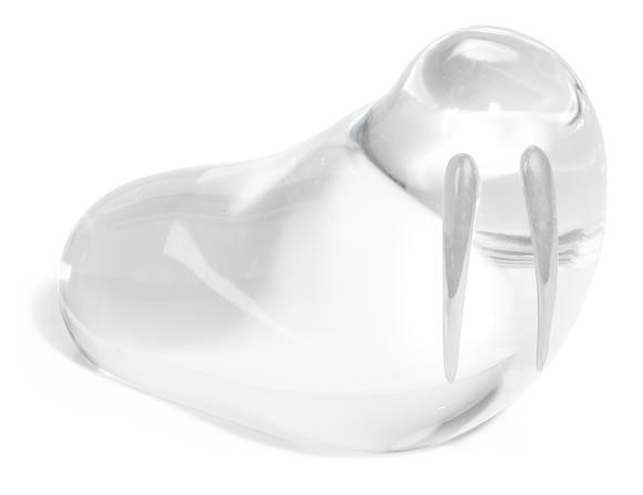 Bonhams A Steuben Clear Glass And Sterling Walrus Designed By Paul