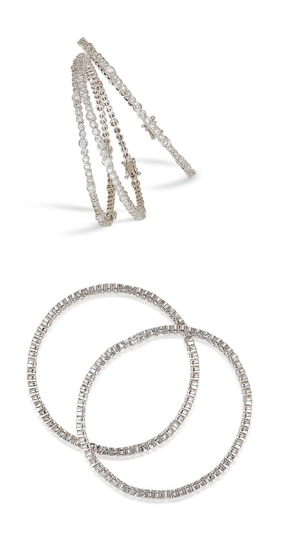 Bonhams : A set of five diamond bangle bracelets