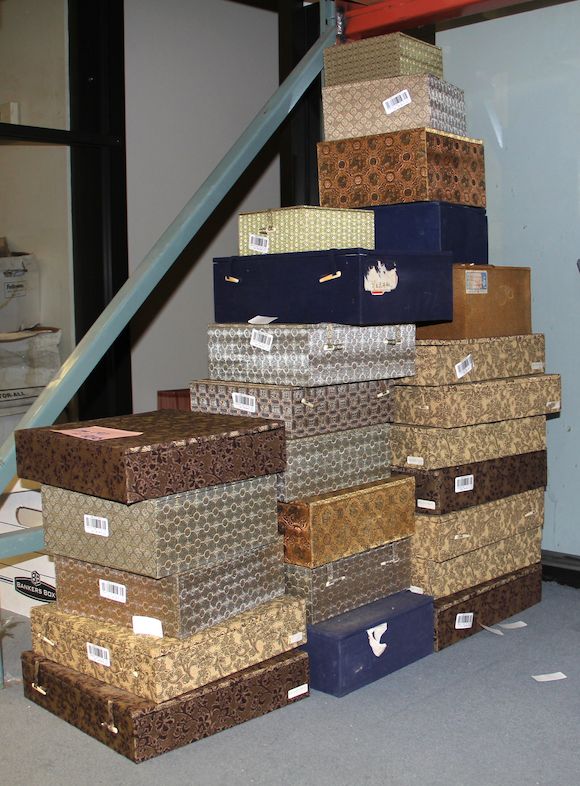 Bonhams : A miscellaneous lot of fabric covered padded storage boxes