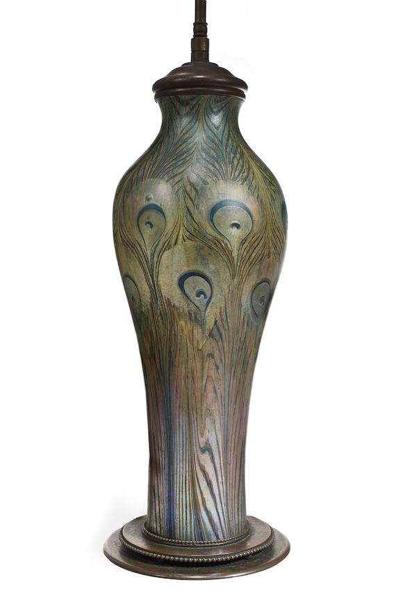 Bonhams : A fine Tiffany Studios decorated Favrile glass and bronze ...