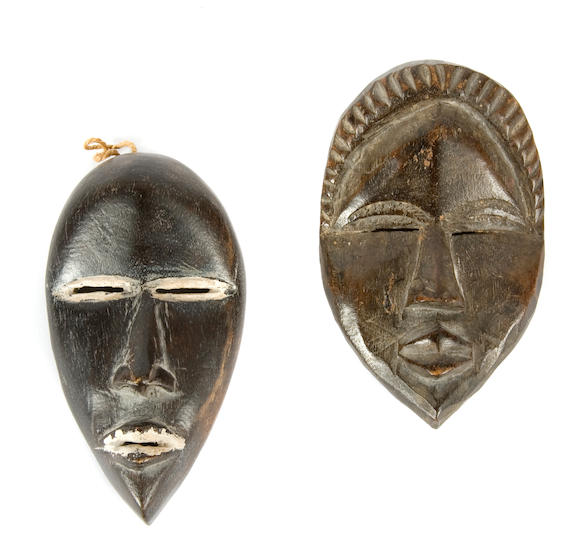 Bonhams Two Dan Passport Masks Height 6 Inches