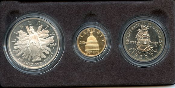 Bonhams : 1989 U.S. Congressional Three Coin Proof Set