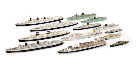 Bonhams : A group of 1:1200 scale water line ocean liner models 10-1/2 ...