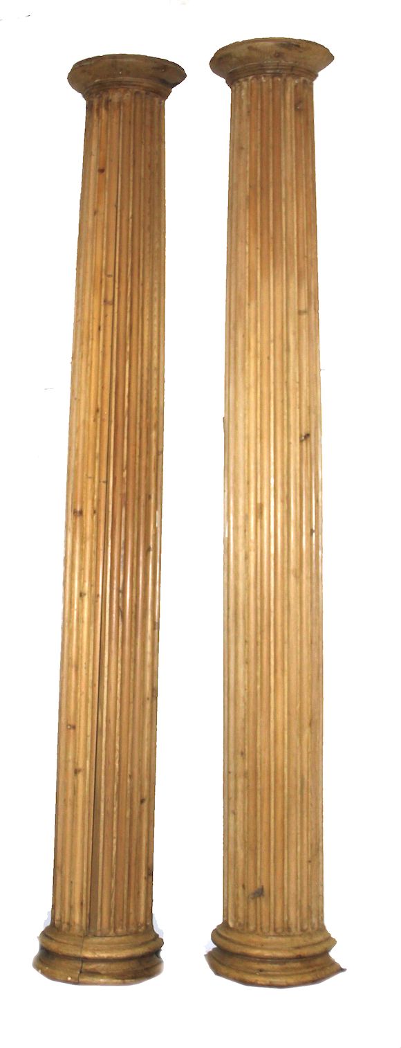 Bonhams : A pair of fluted Doric pine pilasters 19th century