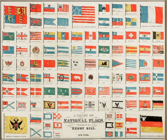 Bonhams : A Chart of National Flags circa 1853 22-1/4 x 25-1/2 in. (56. ...