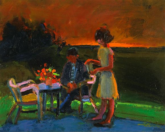 Bonhams : Henrietta Berk (American, 1919-1993) Sunset on the Patio 16 x ...