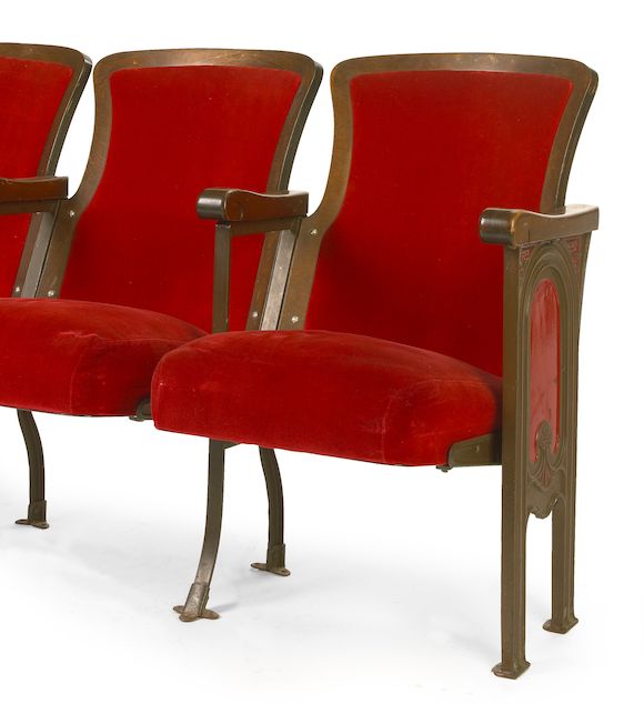 Bonhams : A row of five folding theater seats