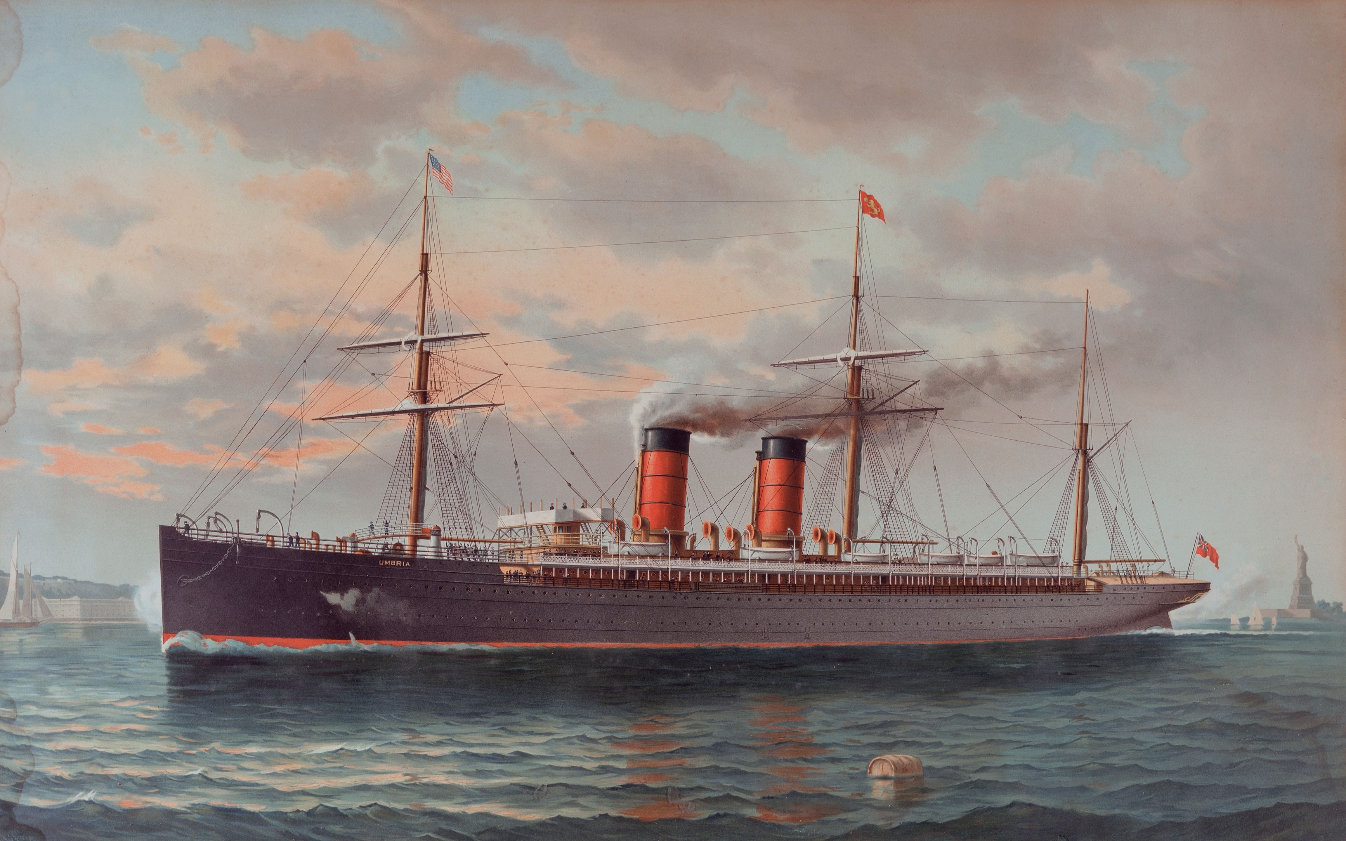 Bonhams : After Fred Pansing; The R.M.S. Umbria arriving New York;