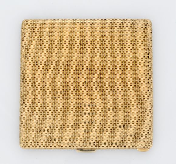 Bonhams : An eighteen karat gold mesh cigarette case