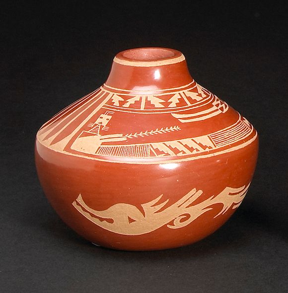 Bonhams : A Santa Clara sgraffito redware jar