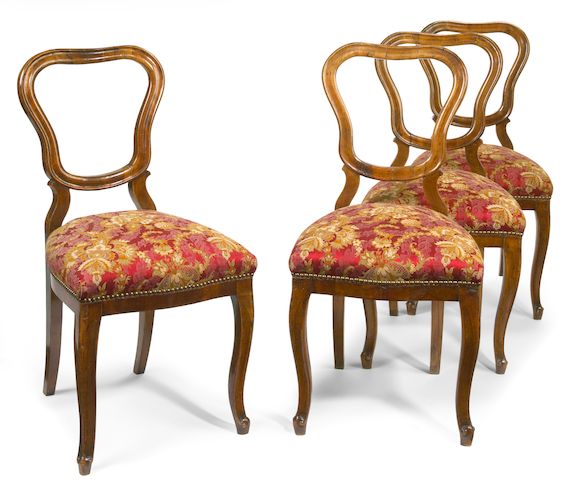Bonhams : A set of four Northern Italian Rococo walnut chairs mid 18th ...