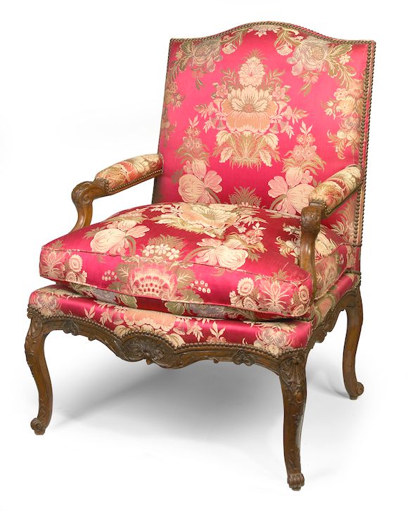 Bonhams : A Régence carved walnut fauteuil Jacques Malot first half ...