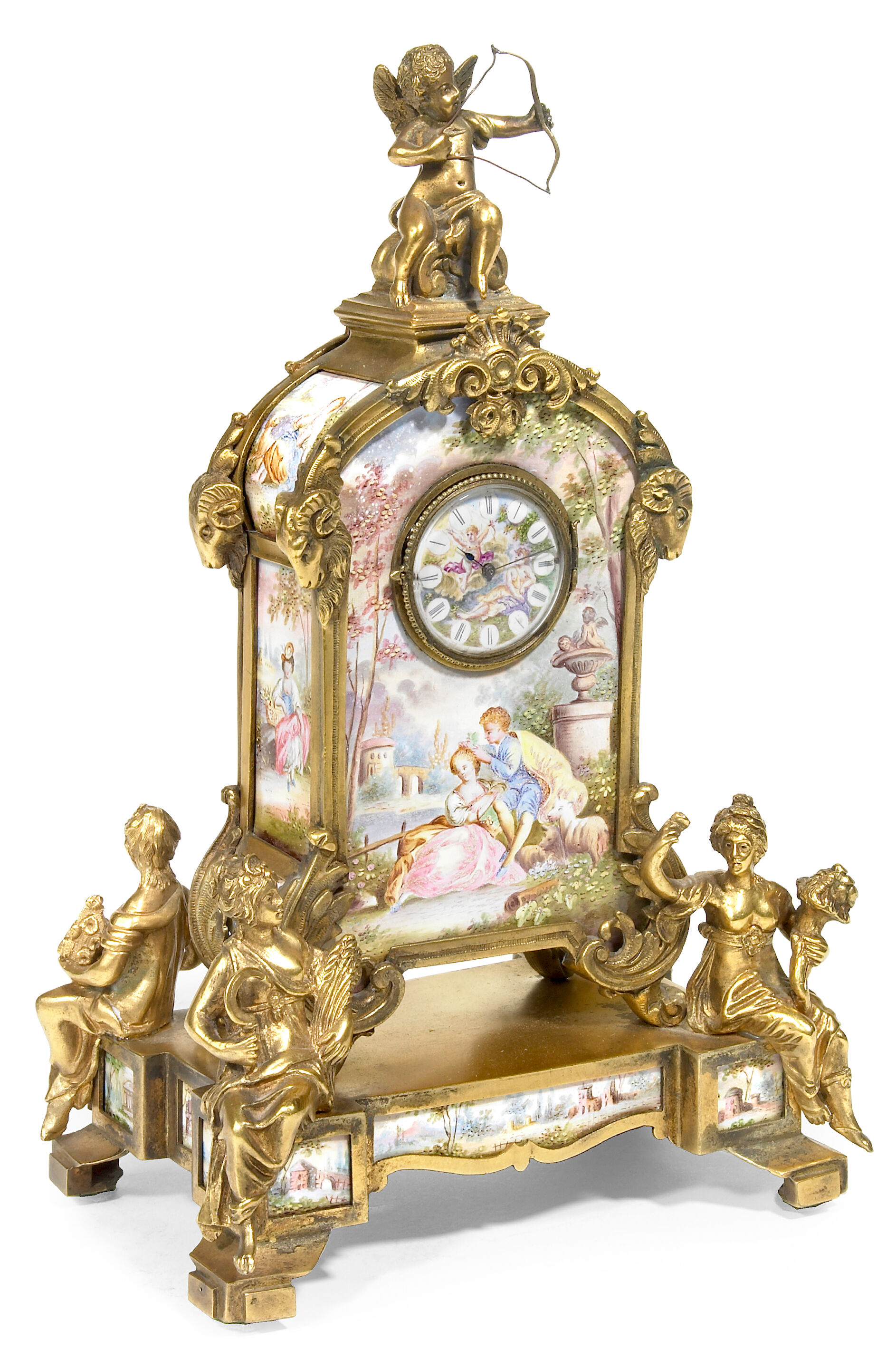 Bonhams : An Austrian gilt bronze and enamel timepiece late 19th/early 20th century