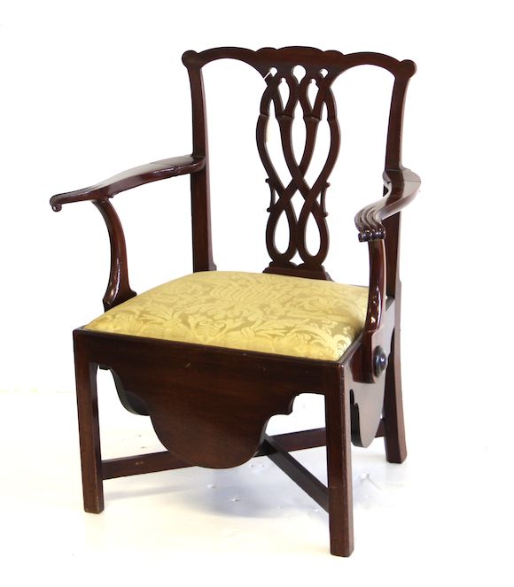 Bonhams : An unusual George III mahogany commode chair with retractable ...