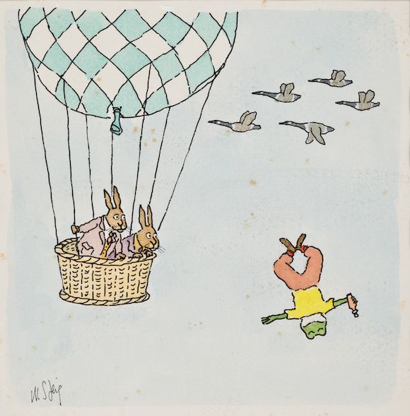 Bonhams : William Steig (American, 1907-2003) Two rabbit aeronauts ...