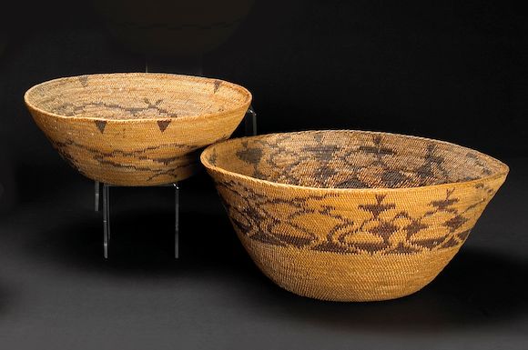 Bonhams : Two Miwok baskets