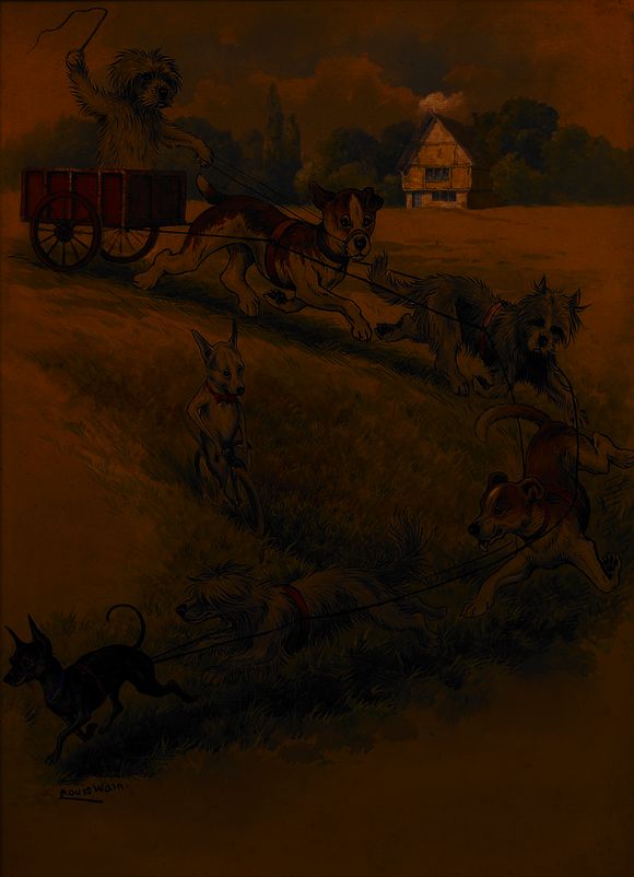Bonhams : Louis Wain (British, 1860-1939) Dog team.