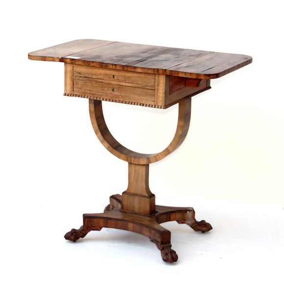 Bonhams : A late Regency rosewood drop leaf work table second quarter ...
