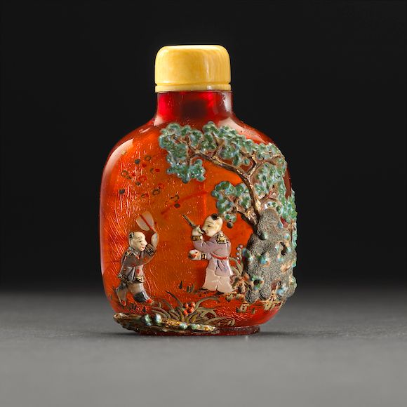 Bonhams : A Japanese-embellished amber snuff bottle The bottle 1800 ...
