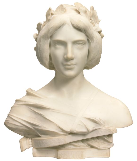 Bonhams : An Italian carved marble bust of Sappho