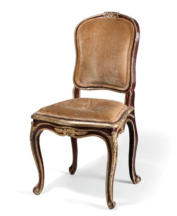 Bonhams : A set of three Italian Rococo painted side chairs