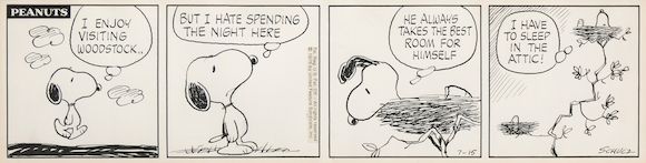 Bonhams : A Charles Schulz 4-panel Peanuts daily