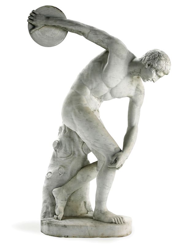 Bonhams : An Italian white marble figure: The Discus Thrower after the ...