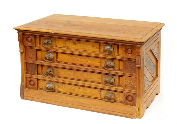 Bonhams : A Victorian oak spool chest