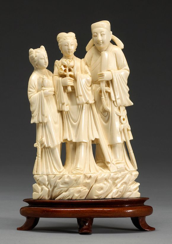 Bonhams : A carved ivory figural group 20th century