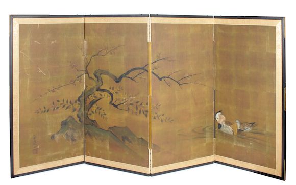 Bonhams : A Japanese four panel paper screen