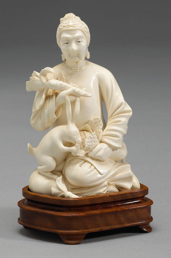 Bonhams : A carved ivory female figure 20th century