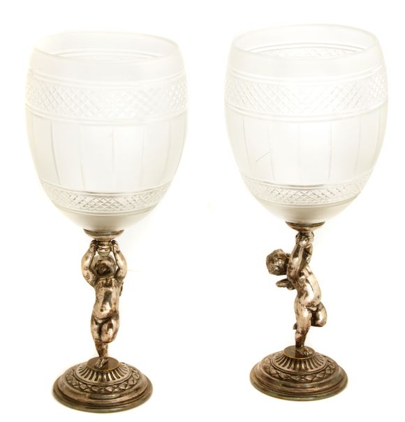 Bonhams : A plated pair of figural supports, now with associated cut ...