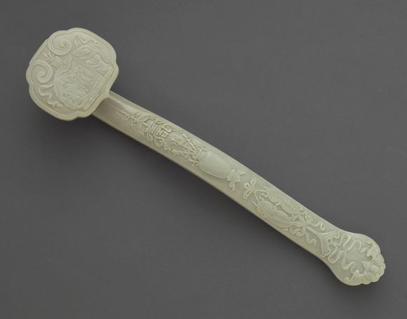 Bonhams : A gray-green nephrite scepter