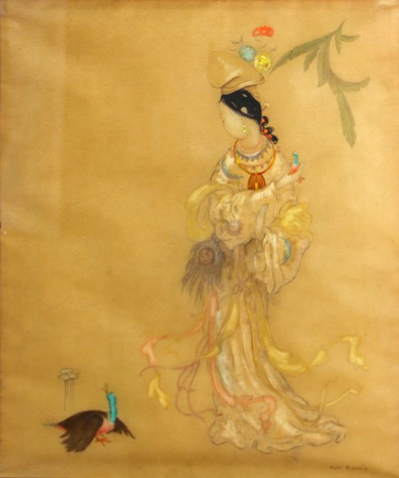Bonhams : Kate Barrie (American, 1888-1973) Woman with birds sight 17 1 ...