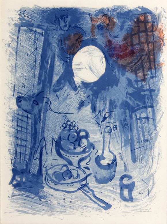 Bonhams : Marc Chagall (Russian/French, 1887-1985); Nature morte bleue, from Derrière le Miroir;