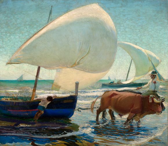 Bonhams : Arthur Grover Rider (American, 1886-1975) Boats at Valencia ...