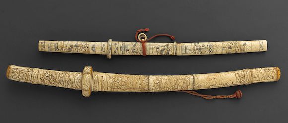 Bonhams : Two carved bone-mounted swords (tachi) Meiji/Taisho period