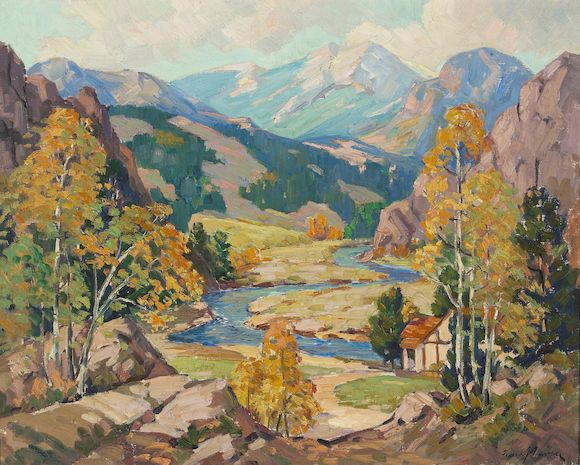 Bonhams : Frank Joseph Vavra (American, 1892-1967) Yellow meadows 24 x ...