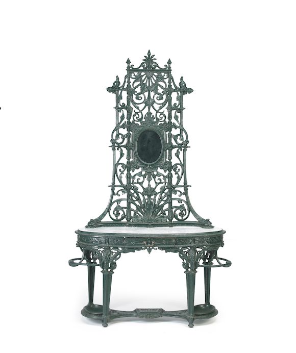 Bonhams : A Victorian painted metal and marble hall stand